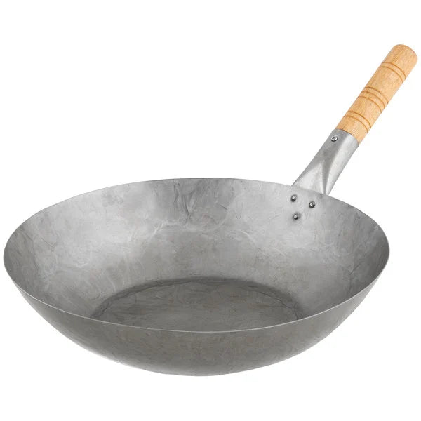 Town 14" Hand Hammered Mandarin Flat Bottom Wok with Wood Handle ...